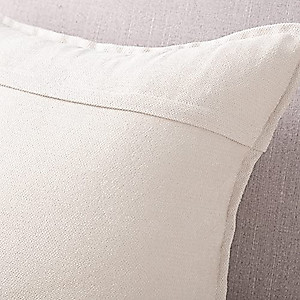 MADIZZ Set of 2 Short Chenille Throw Pillow Covers 20x20 Inch Ivory Soft Decorative Cushion Cover for Sofa Bedroom Pillow Shell