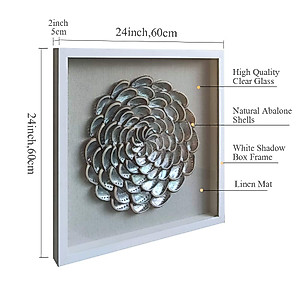 ARTECORS 24"x24" 3D Handmade Wall Decoration with Shadow Box Framed Front Glass for Living Room Dining Room Entrance Corridor Bedroom wall Decor (Abalone Shell 24"x24")
