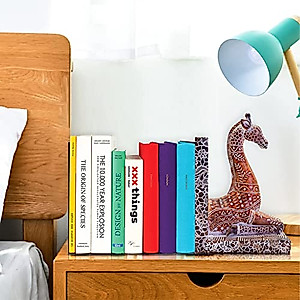 Giraffe Decorative Bookend,Giraffe Statues Bookshelves Decor, Antique Style Book Ends, Supports for Shelves and Desk,Kids Room, Home Office or Desk,a Great Gift for Kids and Adults.