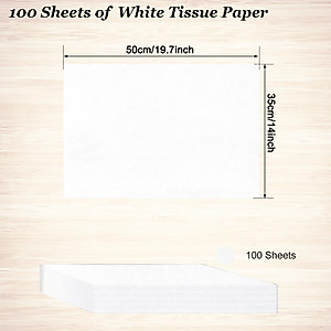 100 Sheets White Tissue Paper Artdly 14 x 20 Inches Recyclable White Wrapping Paper Bulk for Weddings Birthday DIY Project Festival Wrapping Crafts Decor
