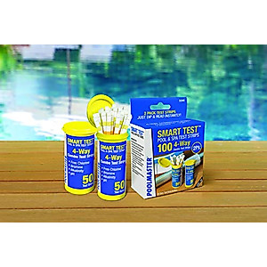 Poolmaster 22200 Smart 4-Way Swimming Pool and Spa Water Chemistry Test Strips, 100 Count, 2 Pack, Made in The USA, Yellow & HYDROTOOLS by SWIMLINE Mini Chemical Dispenser for Spas and Personal Pools