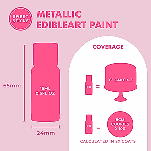 SWEET STICKS Edible Art Decorative Cake Paint 0.5 Ounce (15 Milliliters), Metallic Rose Gold