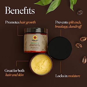 Jamaican Black Castor Oil Coconut Hair Food 4 oz | Seals, Softens, Defines & Promotes Hair Growth | Traditional Handmade Jamaican Black Castor Oil & Coconut |