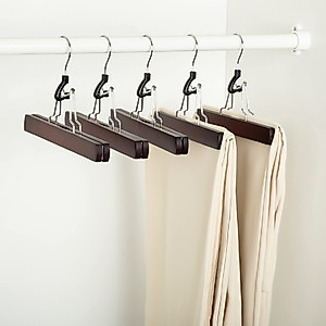 Amazon Basics Wooden Pants Hangers - Cherry, 10-Pack
