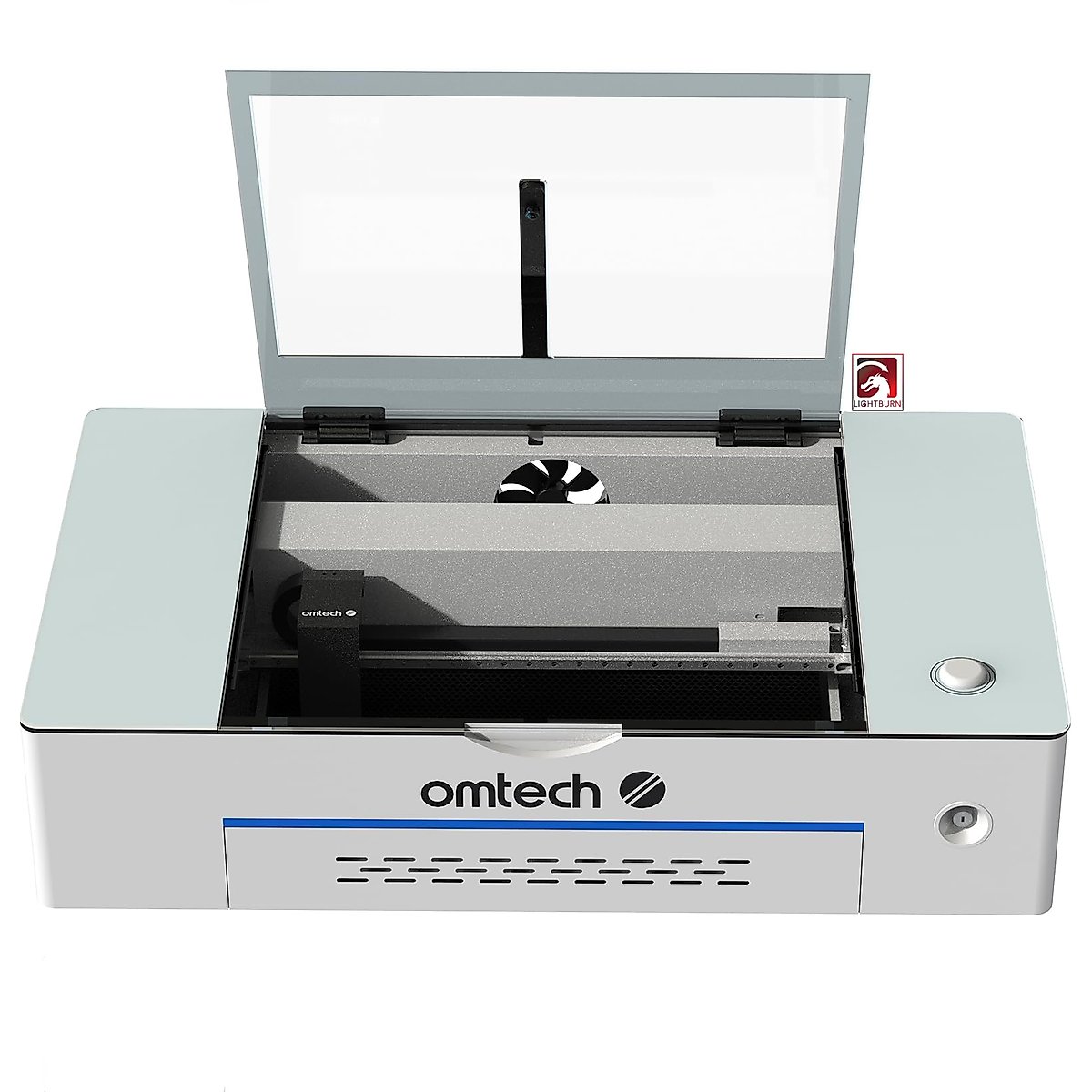 OMTech 50W Desktop Laser Engraver with LightBurn,12x20 CO2 Laser Engraving Machine with 2 Rotary Axes 5MP Camera Fume Extractor Water Chiller,Polar 350 Laser Machine Laser class 2，0.827mW output power