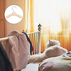 Balacoo 10pcs Wooden Pet Apparel Hangers Pet Clothes Hangers Pet Drying Rack Hangers Dog Clothing Hanging Rack Ultra Thin Space Saving Hook (14x14cm)