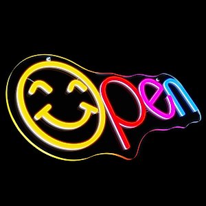 Led Open Signs for Business - Bright Color Combos Electric Neon Open Sign for Restaurants, Retail Shops, Bar, Salon – Window Storefronts. Unique Design for First Impressions （15.4 x 7 Inch/5V）