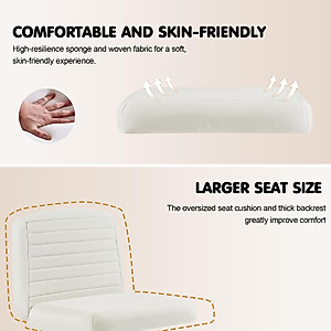 VECELO Armless Office Chair No Wheels Fabric Padded Cross Legged, Adjustable Height, Wide Seat for Home/Bedroom Make Up, Beige