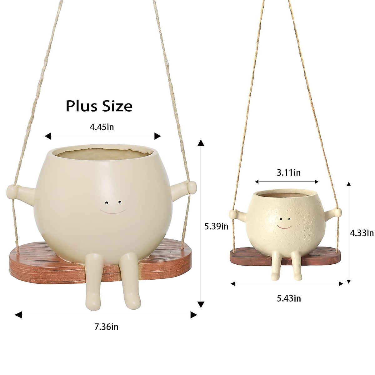UMESONG Plus Size Swing Face Planter Pot Hanging Head Planter for Indoor Outdoor Plant for String of Pearls Plant Live Resin Flower Pots Gift Ideas for Mother and Teacher Appreciation Christmas