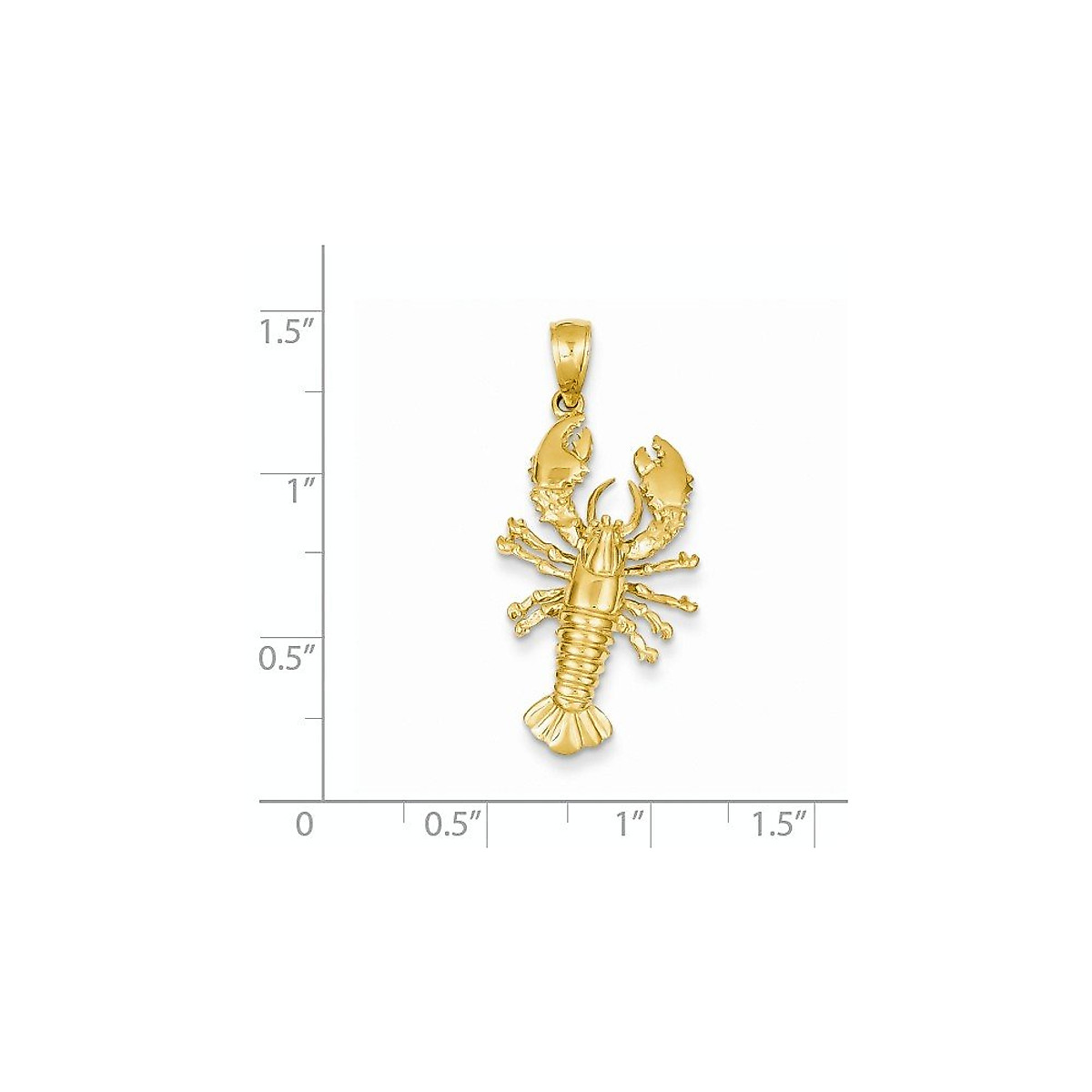 IceCarats 14K Yellow Gold Lobster Necklace Charm Pendant 36mm x 14mm Only