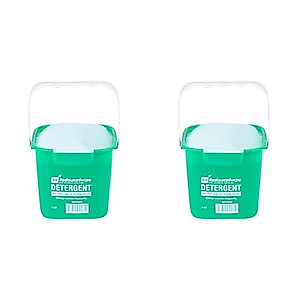 Restaurantware RW Clean 3 Quart Cleaning Bucket 1 Detergent Square Bucket - with Measurements Built-in Spout and Handle Green Plastic Utility Bucket for Home Or Commercial Use (Pack of 2)