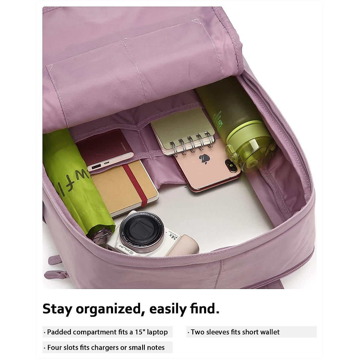 HotStyle VIAZ Vintage Backpack for Work, Travel, College, with Separate 15.6" Laptop Compartment & Trolley Sleeve, Ashrose