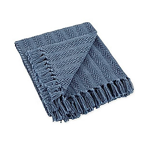 DII Industrial Tonal Textured Woven Throw 50x60, French Blue