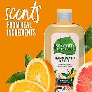 Seventh Generation Hand Soap Refills Mandarin Orange & Grapefruit, Transparent, Mandarin Orange & Grapefruit REFILL, 24 Fl Oz, Pack of 3