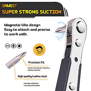 Samest 1/4” Mini Ratchet Set 12 Pieces Ratchet Screwdriver Set, 36-Tooth Reversible Premium Right Angle Ratchet, 90 Degree High Torque Mini Offset Reversible Drive Handle