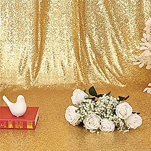 Eternal Beauty Gold Sequin Wedding Backdrop Photography Background Party Curtain, 5Ft X 7Ft