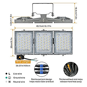 STASUN LED Flood Light Outdoor, 150W 13500lm Outdoor Lighting with 330° Lighting Angle, 5000K, 3 Adjustable Heads, IP66 Waterproof LED Exterior Security Area Lights for Yard, Stadium, Parking Lot