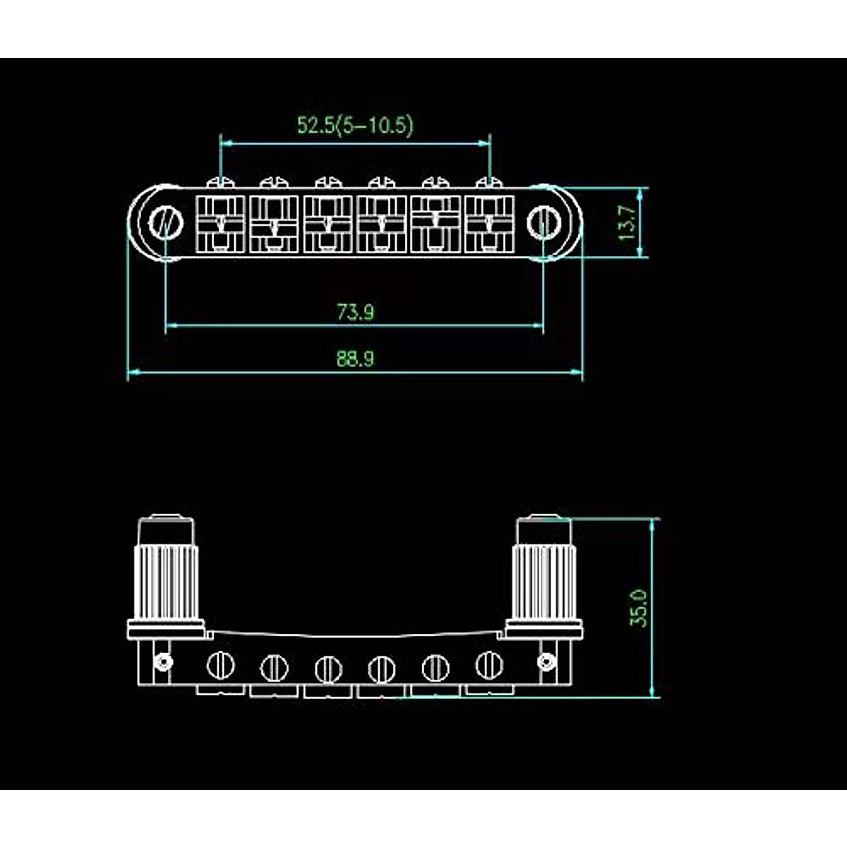 Guyker Guitar Tune-O-Matic Bridge and Stop Bar Tailpiece Combo with Anchors and Studs Replacement Compatible with LP SG EPI 6 String Electric Guitar Black