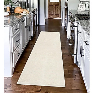 HXJDCL Farmhouse Kitchen Runner Rug 2'x 6',Cream Cotton Woven Washable Bedroom Runner Rug Reversible Hallway Rug Boho Laundry Room Rug for Living Room Sink Area Rug