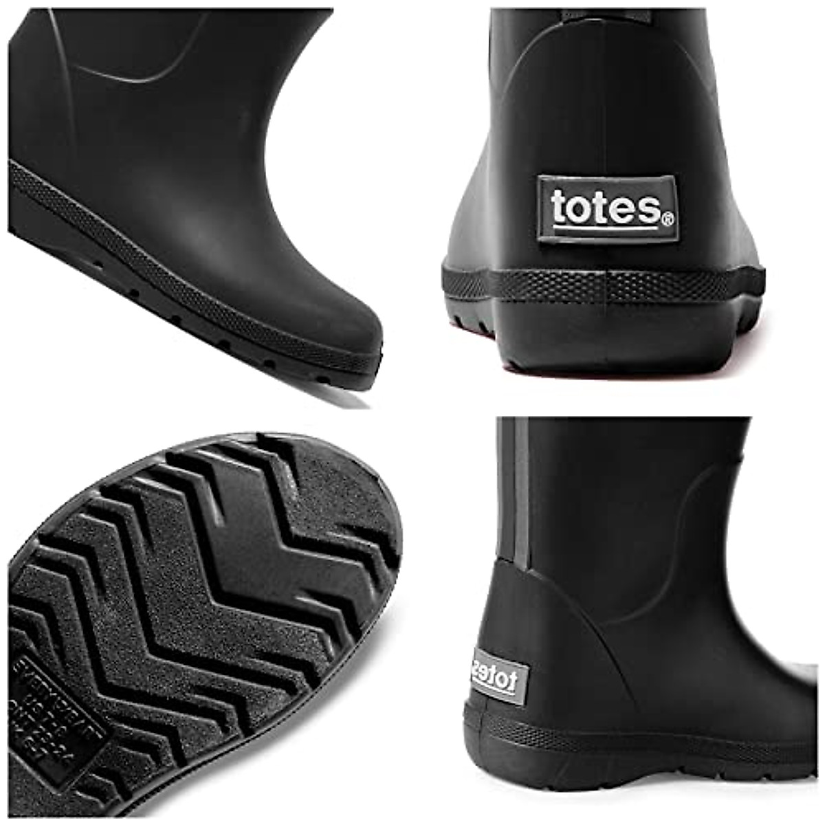totes Toddler's Everywear Charley Tall Rain Boot, Lightweight, Easy-On, Waterproof, Black, 11-12T