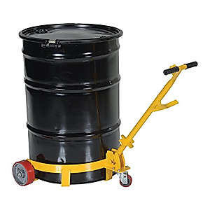 Vestil LO-DC-PU Lo-Profile Drum Caddie with Bung Wrench Handle and Poly-on-steel Wheel, Steel, 21-5/8" Length, 31-5/8" Width, 37-5/8" Height, 1200 Capacity , Yellow