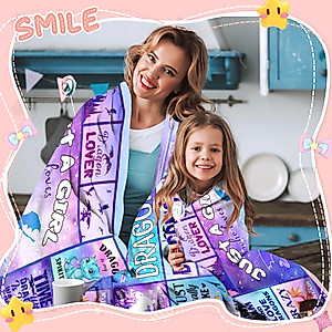 AICLIV Just A Girl Who Love Dragon Blanket for Girls Kids, Dragon Gifts for Girls, Gifts for Dragon Lover, Dragon Themed Gifts, Dragon Gifts for Birthday Christmas, Dragon Blanket 50"X 40"