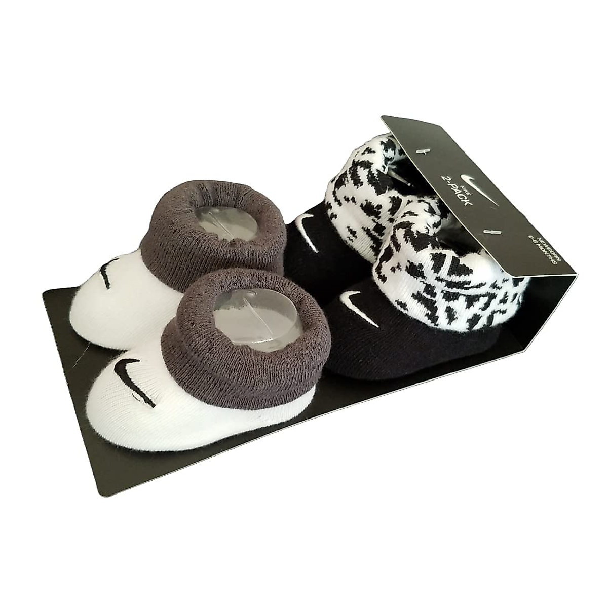 Nike Baby 2-Pack Bootie Socks (Black/White/Gray)