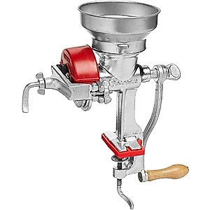 Victoria Manual Low Hopper Grain Grinder, silver, red