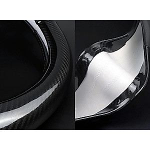 ZHOL Steering Wheel Cover, Universal 15 Inch Fashion Sport Microfiber Leather Carbon Fiber Auto Car Steering Wheel Cover for Men, Anti-Slip Car Interior Accessories, Black