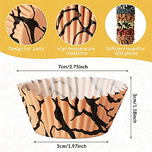 600 Pieces Animal Print Cupcake Liners Leopard Baking Cup Wrappers Zebra Giraffe Muffin Standard Sized Muffin Cupcake Decorations for Birthday Wedding Party Baby Shower Supplies(Chic Style)
