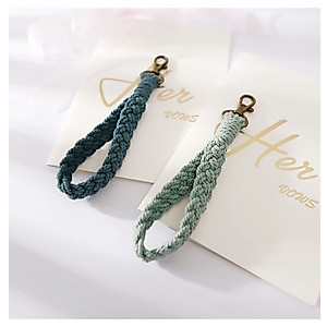 Poagoep Macrame Boho Keychain Bracelet Handmade Wristlet Keychain Keyring Holder Wrist Lanyard for Women（1）