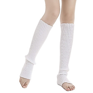 Sarfel Leg Warmers for Women 80s Ribbed Knit Leg Warmer Custume Womens Leg Warmers Sports Party Accessories White