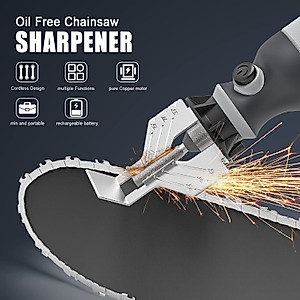 E-SDS Cordless Chainsaw Sharpener, Electric Handheld Chainsaw Sharpening Kit, Multi-Function High Speed Chain Saw Sharpen Tool Set Battery Powered with 6pcs Diamond Sharpening Wheels