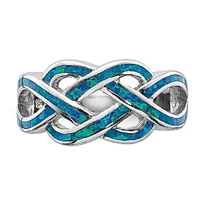 IceCarats 925 Sterling Silver Lab Grown Created Blue Opal Celtic Love Knot Ring Size 8