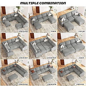 Belffin Fabric Modular Sectional Couch Armrests with Cup Holder, Modular Sofa Side Part for Sectional Sofa Couch. Light Grey.