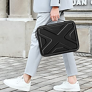 SITHON Portfolio Sleeve Case for 12.9 Inch iPad Pro 6th/5th/4th/3rd (2022-2018), Microsoft Surface Pro, Shock Absorption Hard Shell Tablet Carrying Bag with Electronics Organizer, Black