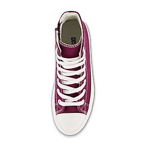 CUSHIONAIRE Women's Vespa high top Canvas Sneaker +Memory Foam and Side Zipper, Burgundy 10