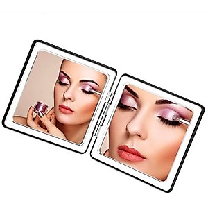 mpowtech Magnifying Silver Compact Mirror - Mix Diamond Mirror 1x/2x Magnification Travel Makeup Mirror,Double Sided Small Pocket Mirror,Folding Purse Mirror,Cosmetic Mirror for Gift