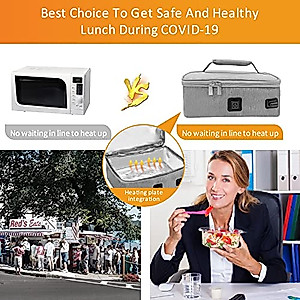 Langtaojin Portable Oven 12V,Food Warmer For Truckers,Car Heated Lunch Box Portable Personal Microwave For Road Trip/Office Work/Picnic/Camping/Family gathering Gray