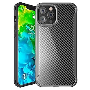 Nicexx Designed for iPhone 12 Pro Max Case with Carbon Fiber Pattern, 12ft. Drop Tested, Wireless Charging Compatible - Black