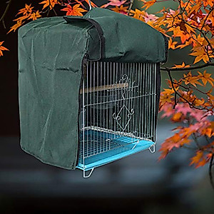 Felenny Rainproof Birdcage Cover with Zipper Closure Light-Proof Parrot Cage Shield Windproof Rainproof Cover for Bird Cage