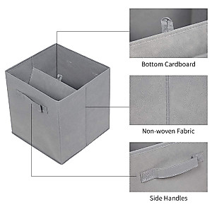 MAX Houser Storage Bins Cubes Baskets Containers with Dual Handles for Home Closet Bedroom Drawers Organizers,Foldable,10.5x10.5x11 Inches,Set of 6