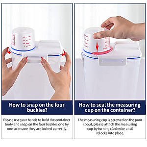 JCSHIMO Airtight Rice Storage Container, BPA Free Plastic Dry Food Container Cereal Storage Bin with Pouring Spout, Measuring Cup Food Dispenser for Cereal Beans Flour Sugar