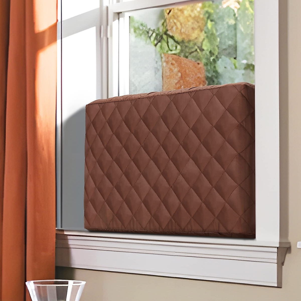 KylinLucky Indoor Air Conditioner Cover AC Cover for Inside Window Unit 21 x 15 x 3.5 inches(L x H x D),Brown