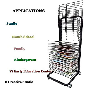 Art Drying Rack, Mobile Art Drying Rack with Wire Rack for Artwork, Drying and Printing Rack, Ideal for Schools and Art Clubs (Size : 20-Layer)