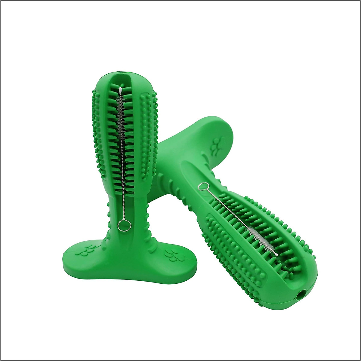 Dog Toothbrush Chew Toy (Patented) for Aggressive Chewers (for Medium and Large Sized Dogs), Dog Teeth Stick, Dog Teeth Cleaning Toy, Toys for Dogs, Green