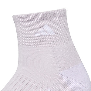 adidas Women's Cushioned Quarter Socks (3-Pair) with Arch Compression, Silver Dawn Grey/White/Wonder Blue, Medium
