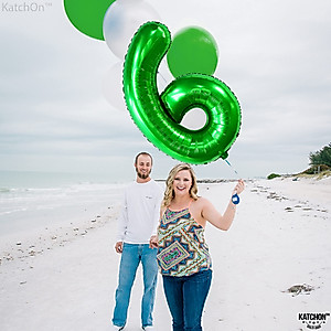 KatchOn, Giant Green Number 6 Balloon - 40 Inch | 6 Birthday Balloon, Green 6 Balloon Number | Six Balloon Number for 6th Birthday Decorations | Number 6 Foil Balloon, 6 Balloons for Birthday Boy