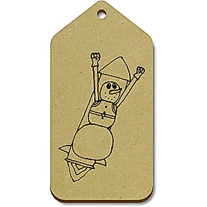 Azeeda 10 x Large 'Rocket Snowman' Wooden Gift Tags (TG00110979)
