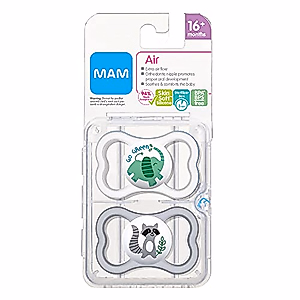 MAM Air Baby Pacifier, for Sensitive Skin, Sterilizer Case,Unisex, 16+ Months (Pack of 2)